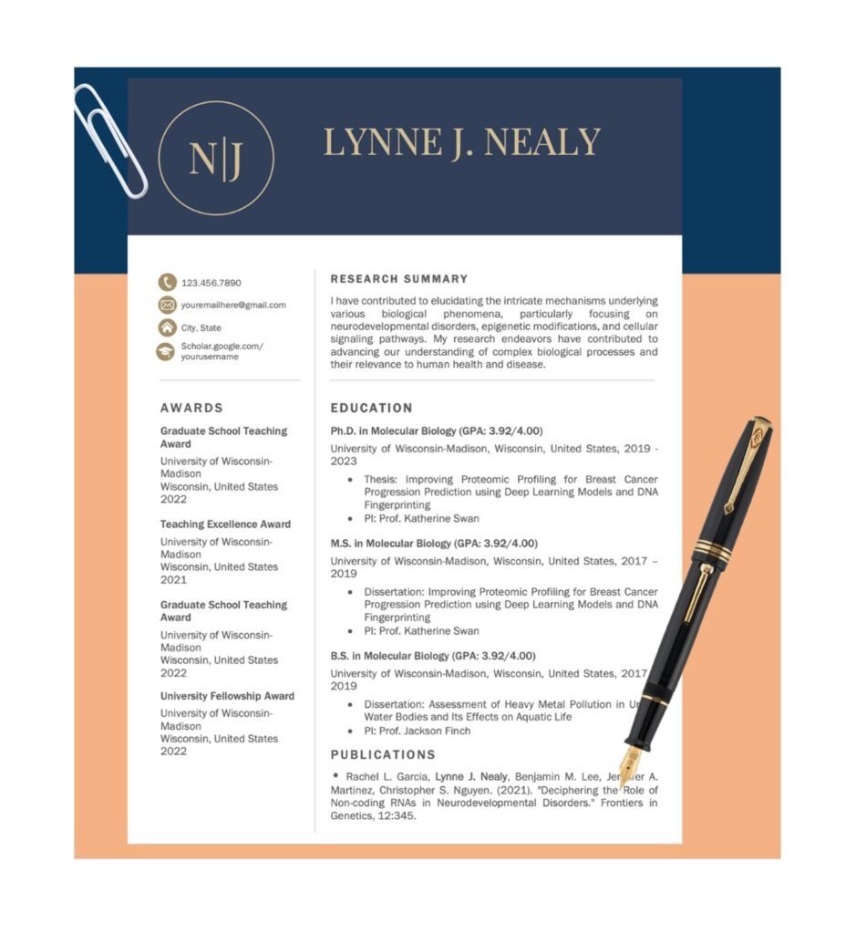 Postdoctoral CV Template - TempaLyst