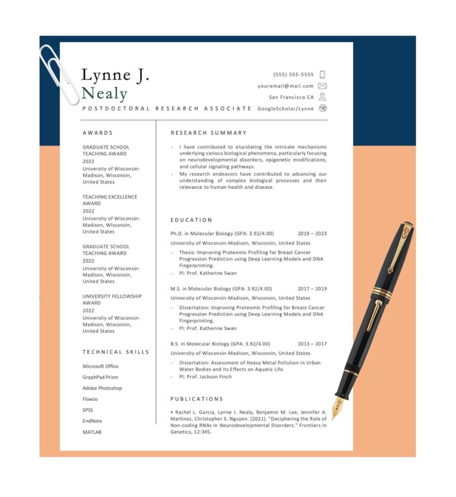 Postdoctoral CV Template - TempaLyst