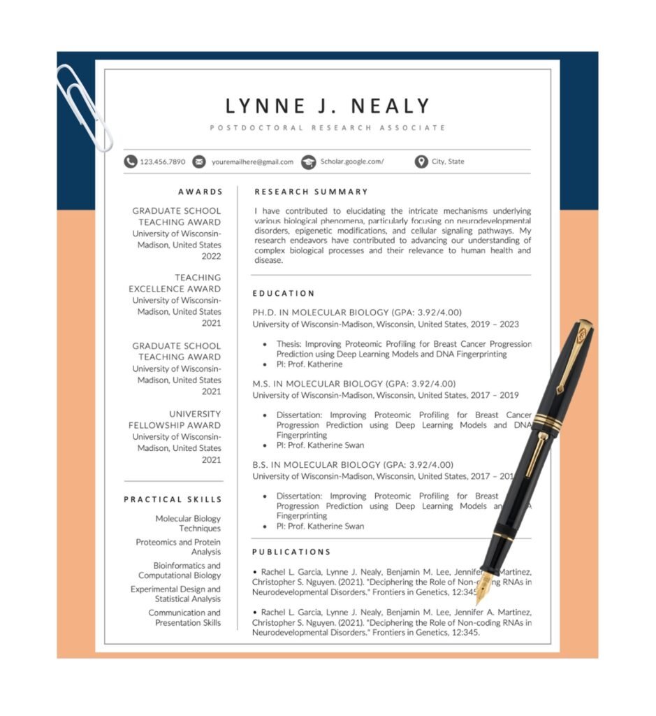 Postdoctoral CV Template - TempaLyst