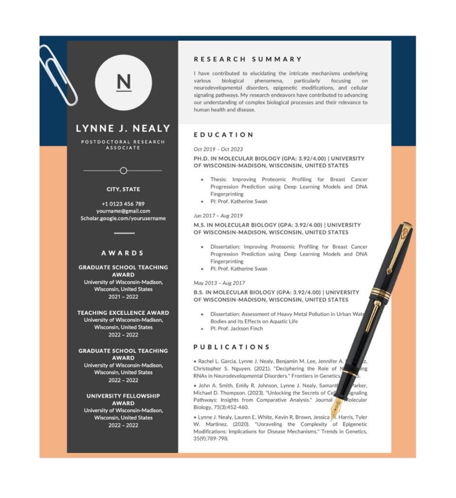 Postdoctoral CV Template - TempaLyst